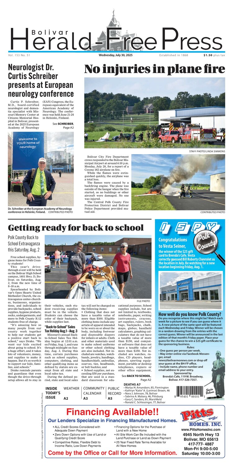 Wednesday, July 30, 2025 | Bolivar Herald Free-Press