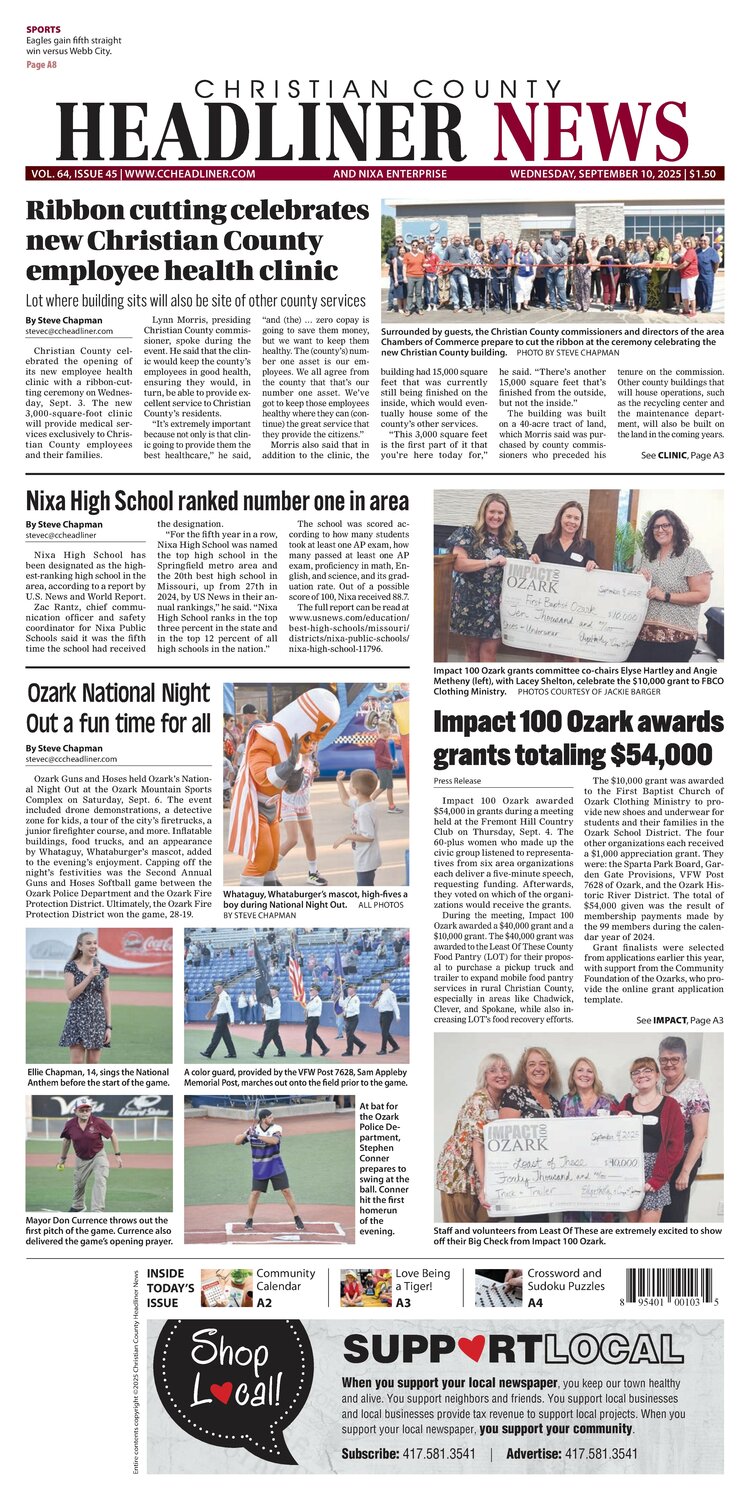 Wednesday, September 10, 2025 | Christian County Headliner News