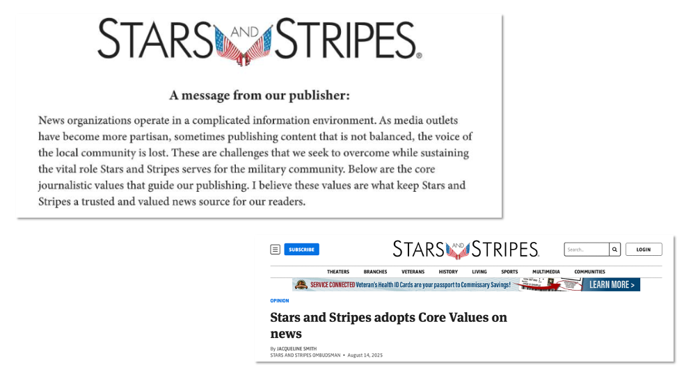 Stars and Stripes sets standards: Publishing core values to earn trust ...