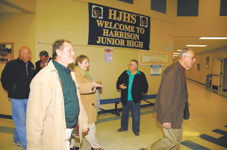 Harrison tour goes old school; Community leaders view junior high ...