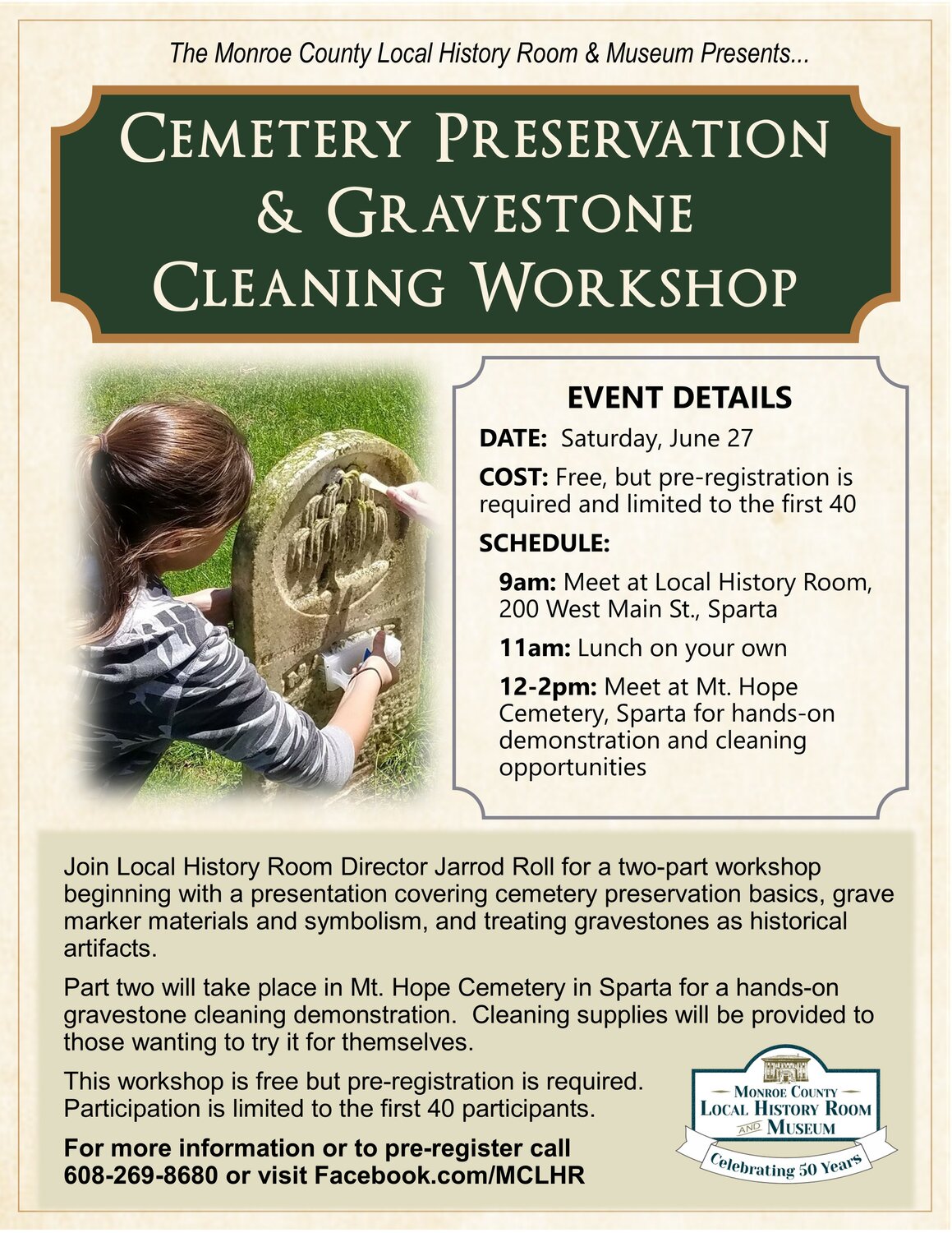 Cemetery Preservation & Gravestone Cleaning Workshop June 27 - Monroe ...