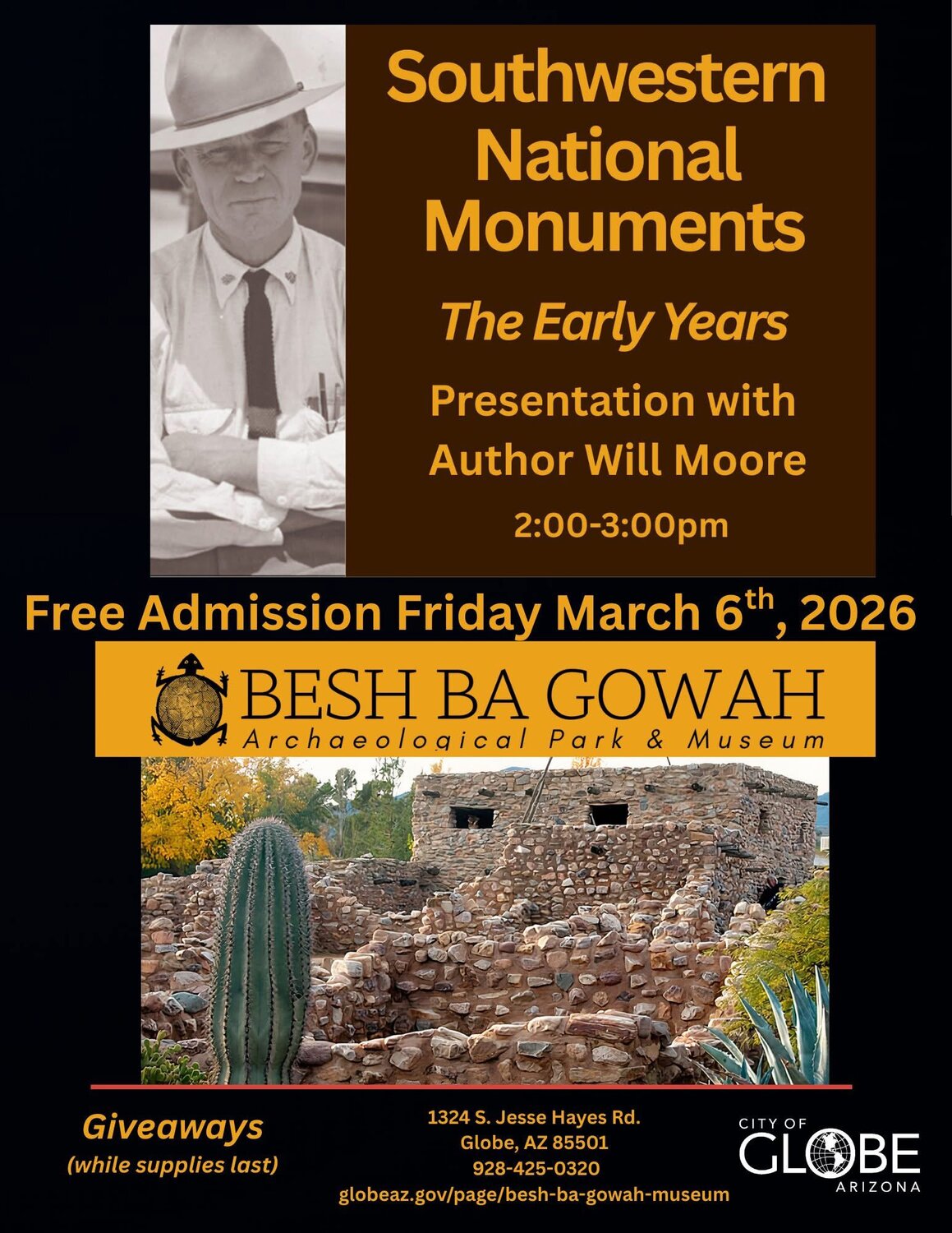 Moore history at Besh Ba Gowah on March 6 - Arizona Silver Belt