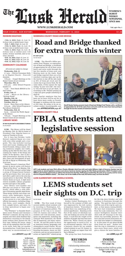 Lusk Herald - Wednesday, February 15, 2023 - Lusk Herald