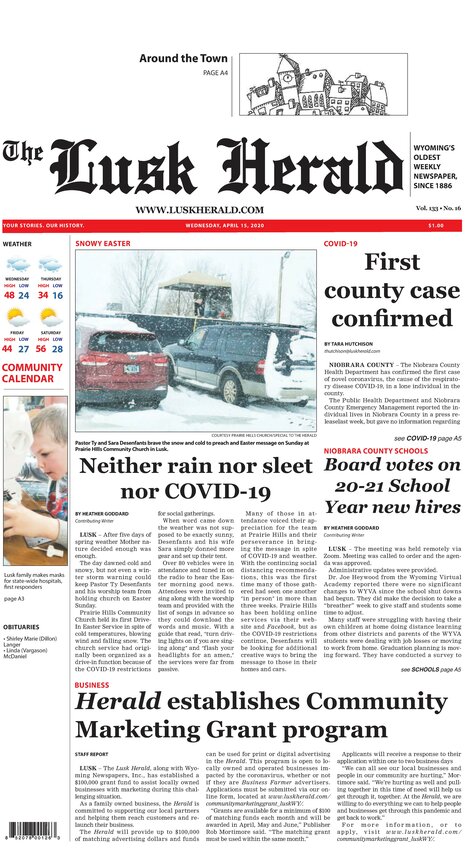 Lusk Herald - Wednesday, April 15, 2020 - Lusk Herald