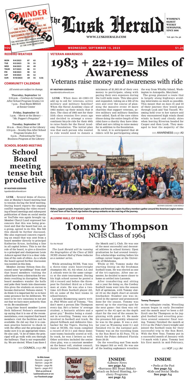 Lusk Herald - Wednesday, September 13, 2023 - Lusk Herald