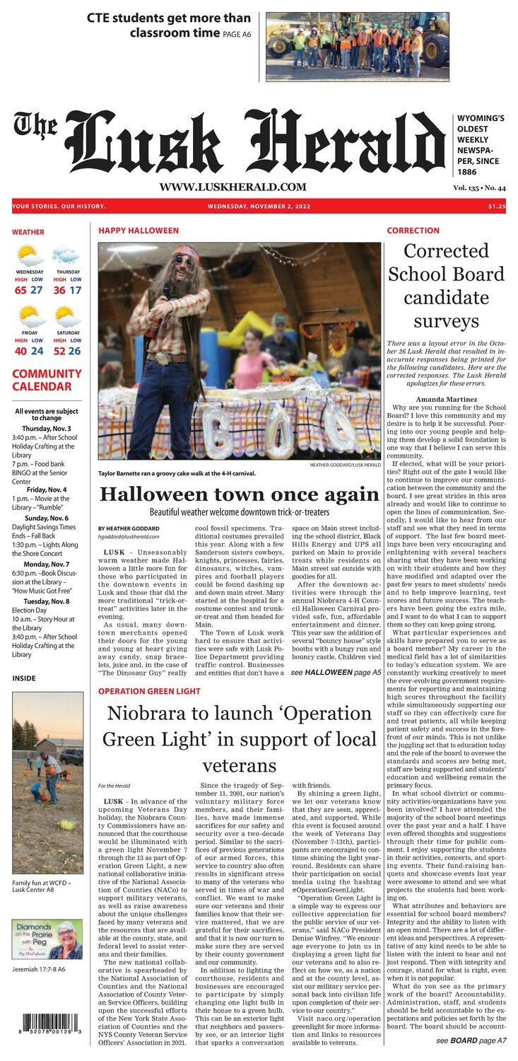 Lusk Herald - Wednesday, November 2, 2022 - Lusk Herald