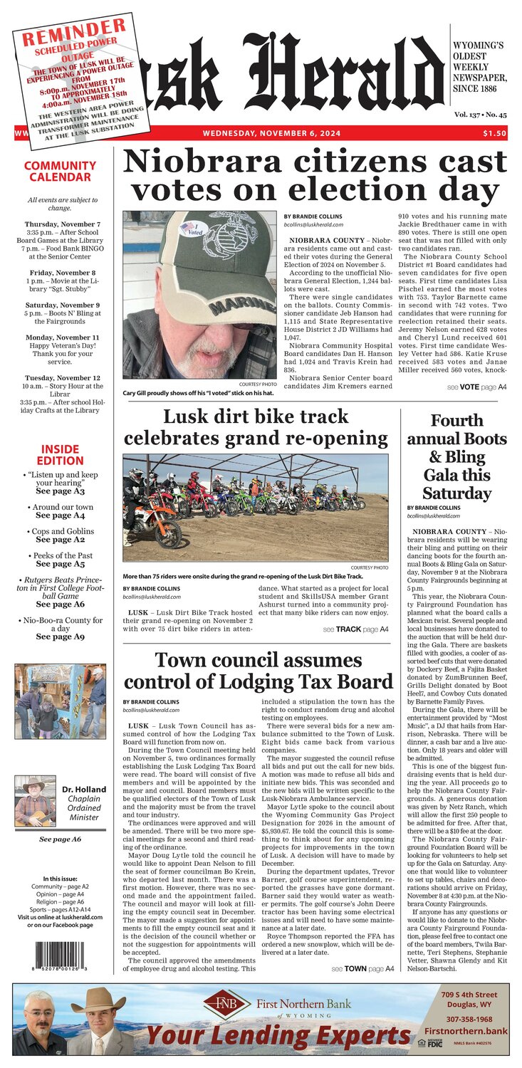 Lusk Herald - Wednesday, November 6, 2024 - Lusk Herald