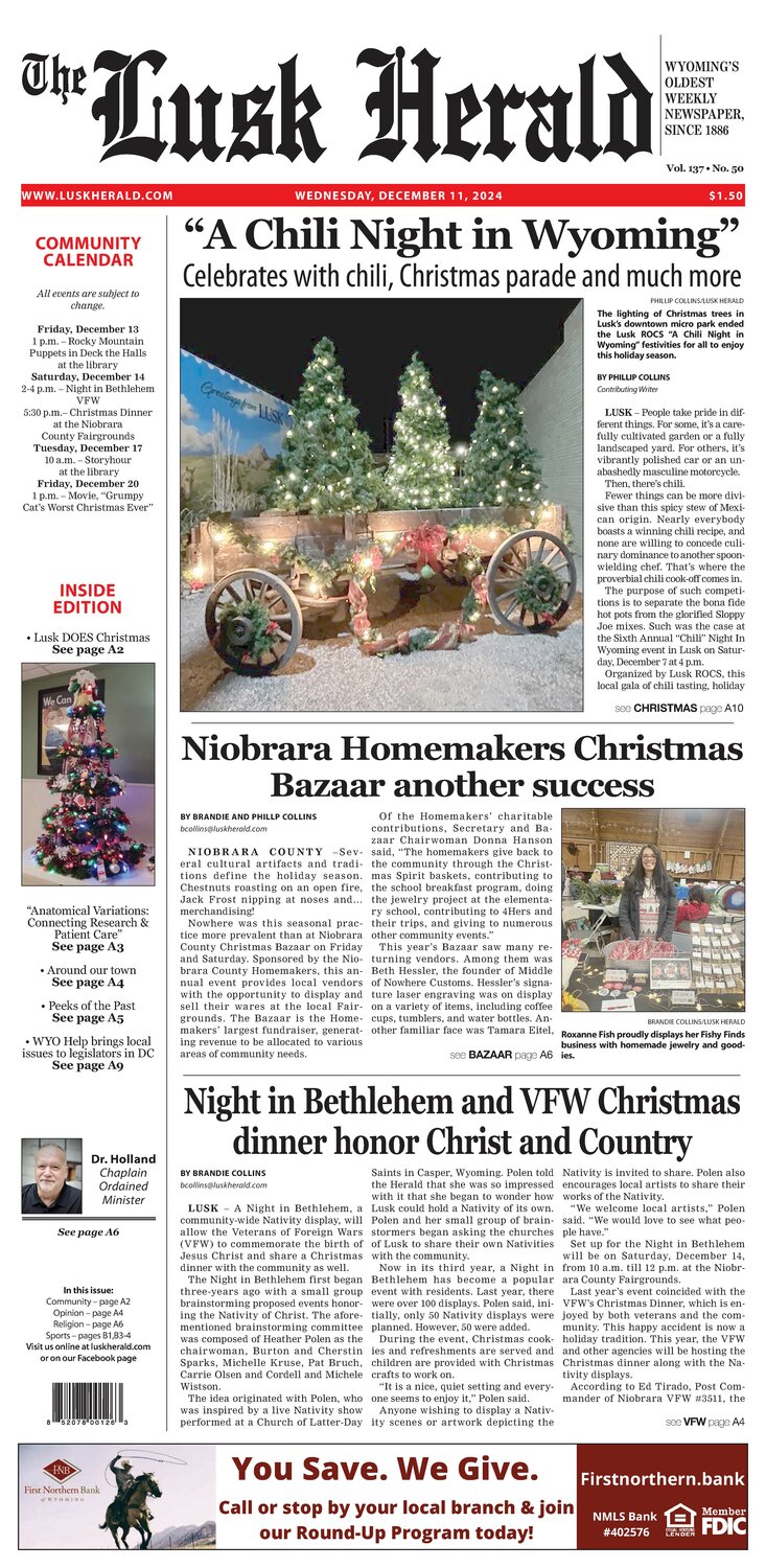 Lusk Herald - Wednesday, December 11, 2024 - Lusk Herald