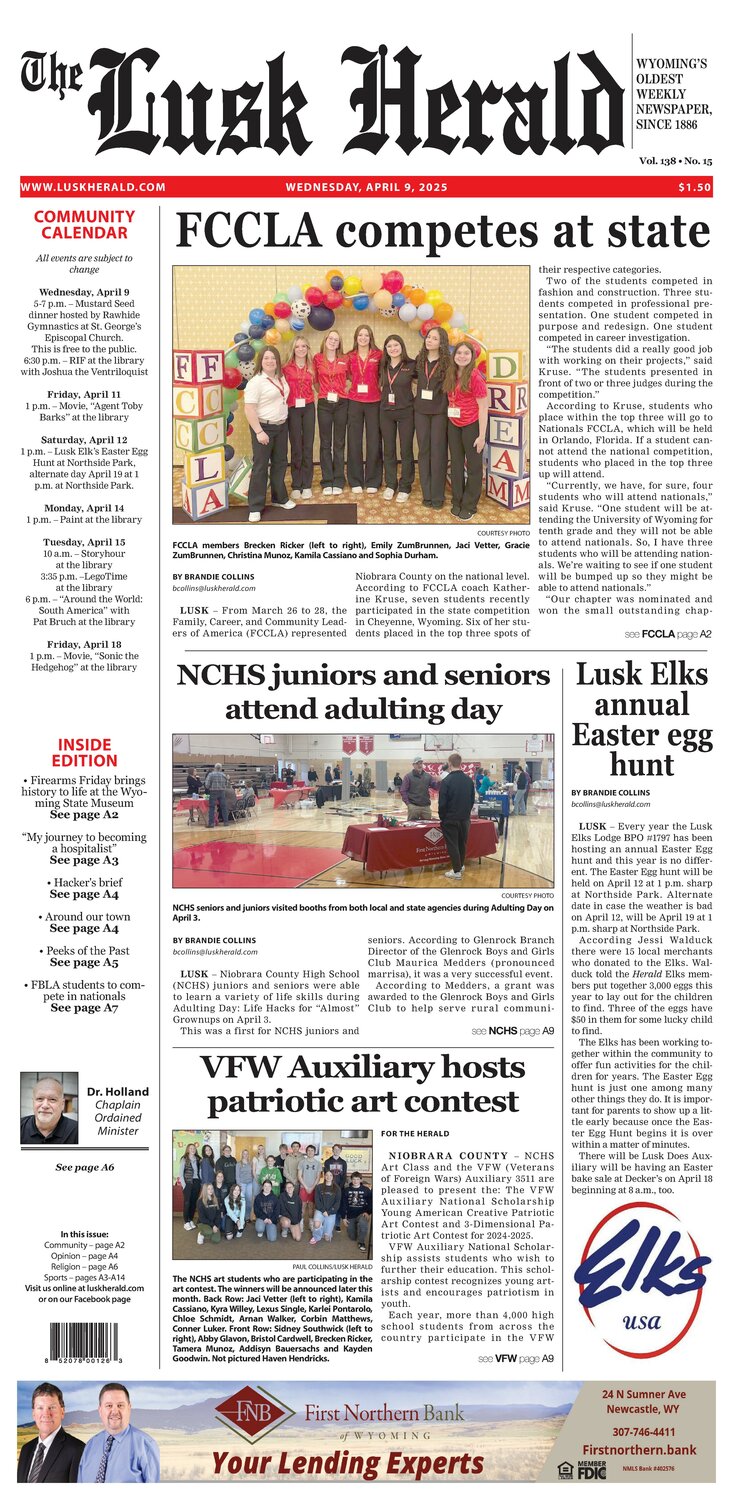 Lusk Herald - Wednesday, April 9, 2025 - Lusk Herald