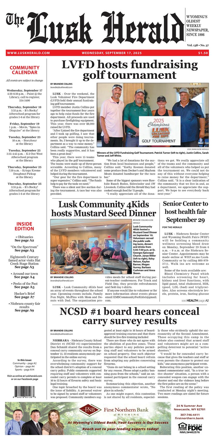 Lusk Herald - Wednesday, September 17, 2025 - Lusk Herald