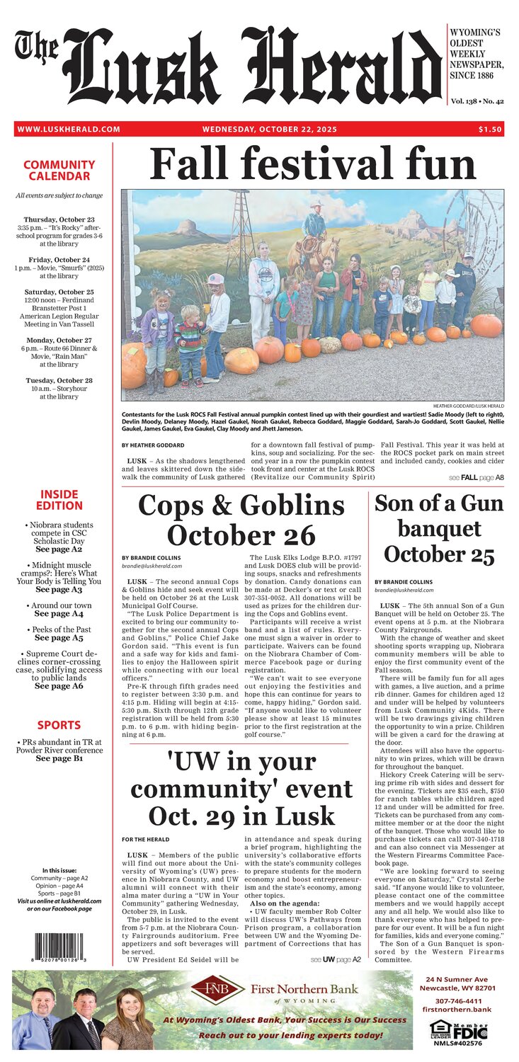 Lusk Herald - Wednesday, October 22, 2025 - Lusk Herald