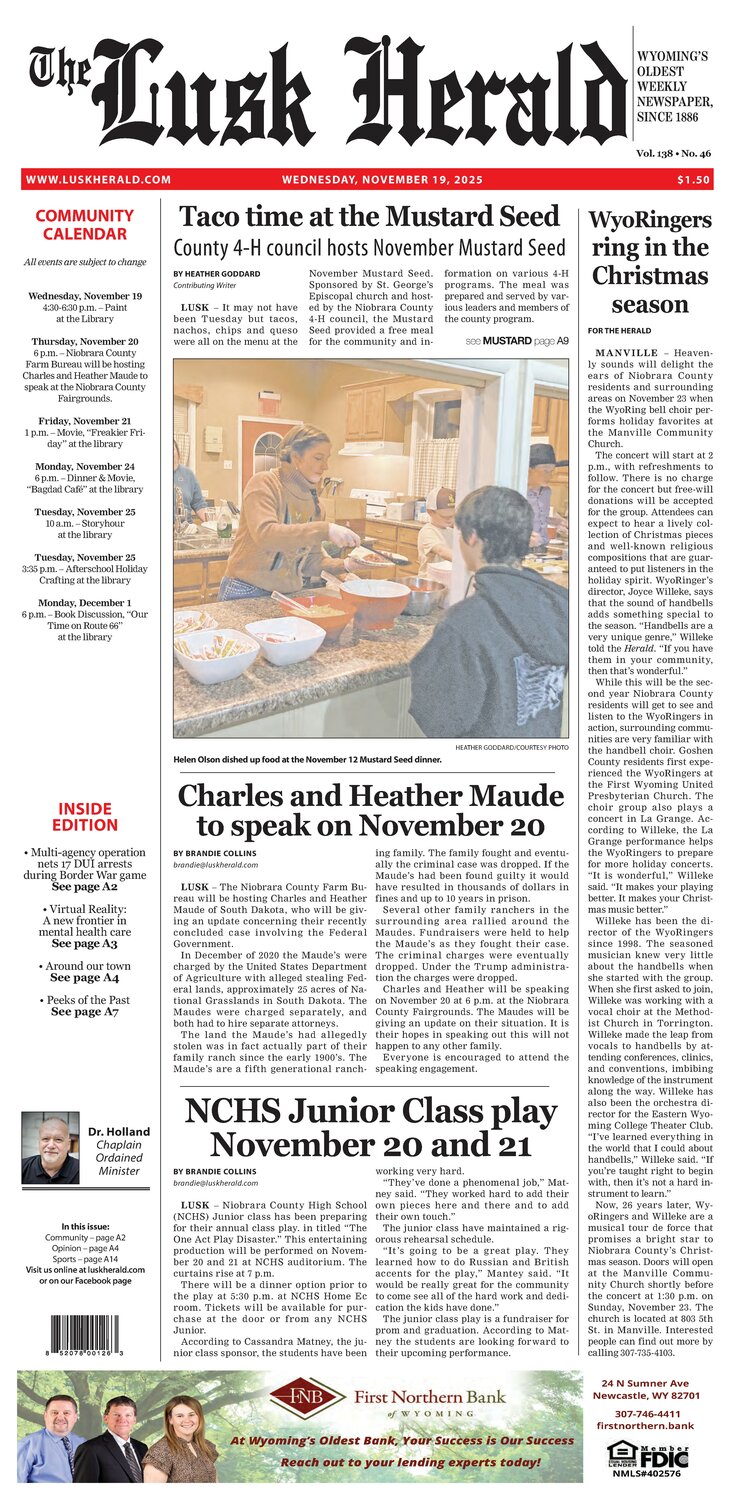 Lusk Herald - Wednesday, November 19, 2025 - Lusk Herald