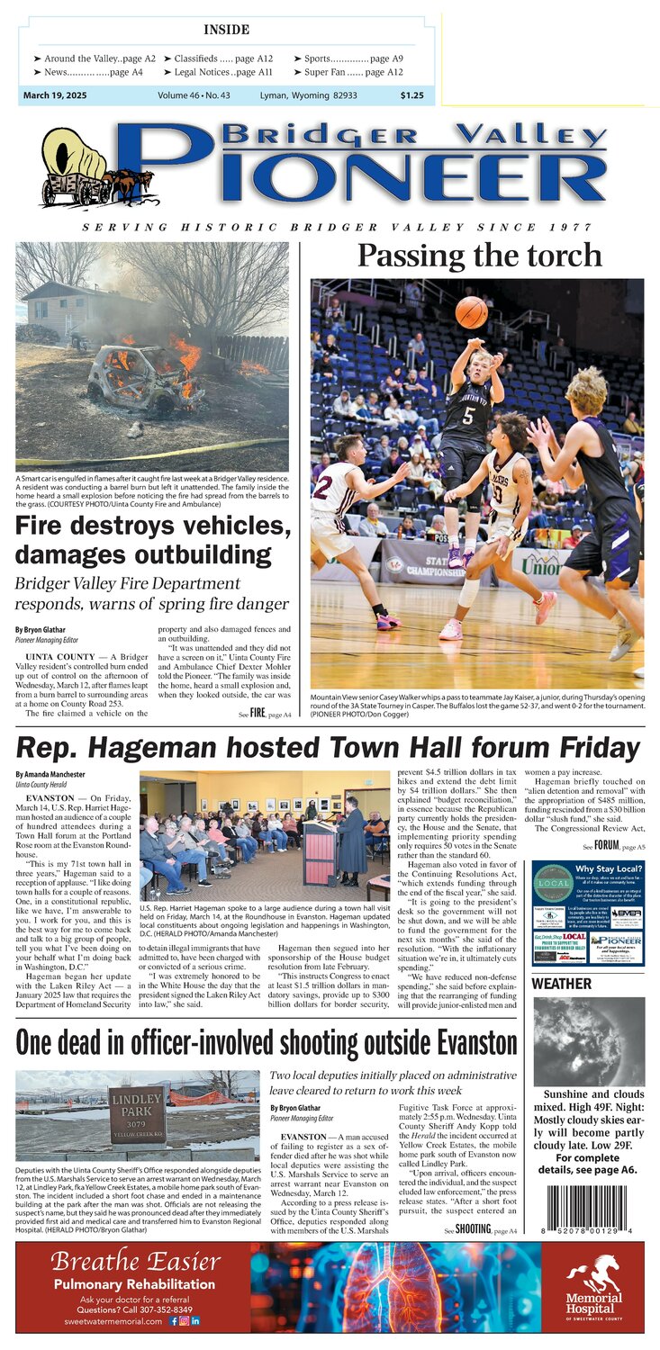 Bridger Valley Pioneer, March 19, 2025 - Bridger Valley Pioneer