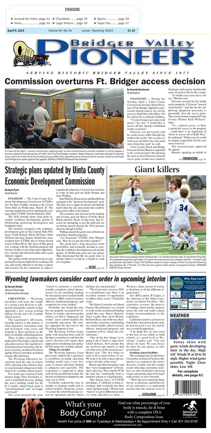 Bridger Valley Pioneer, April 9, 2025 - Bridger Valley Pioneer