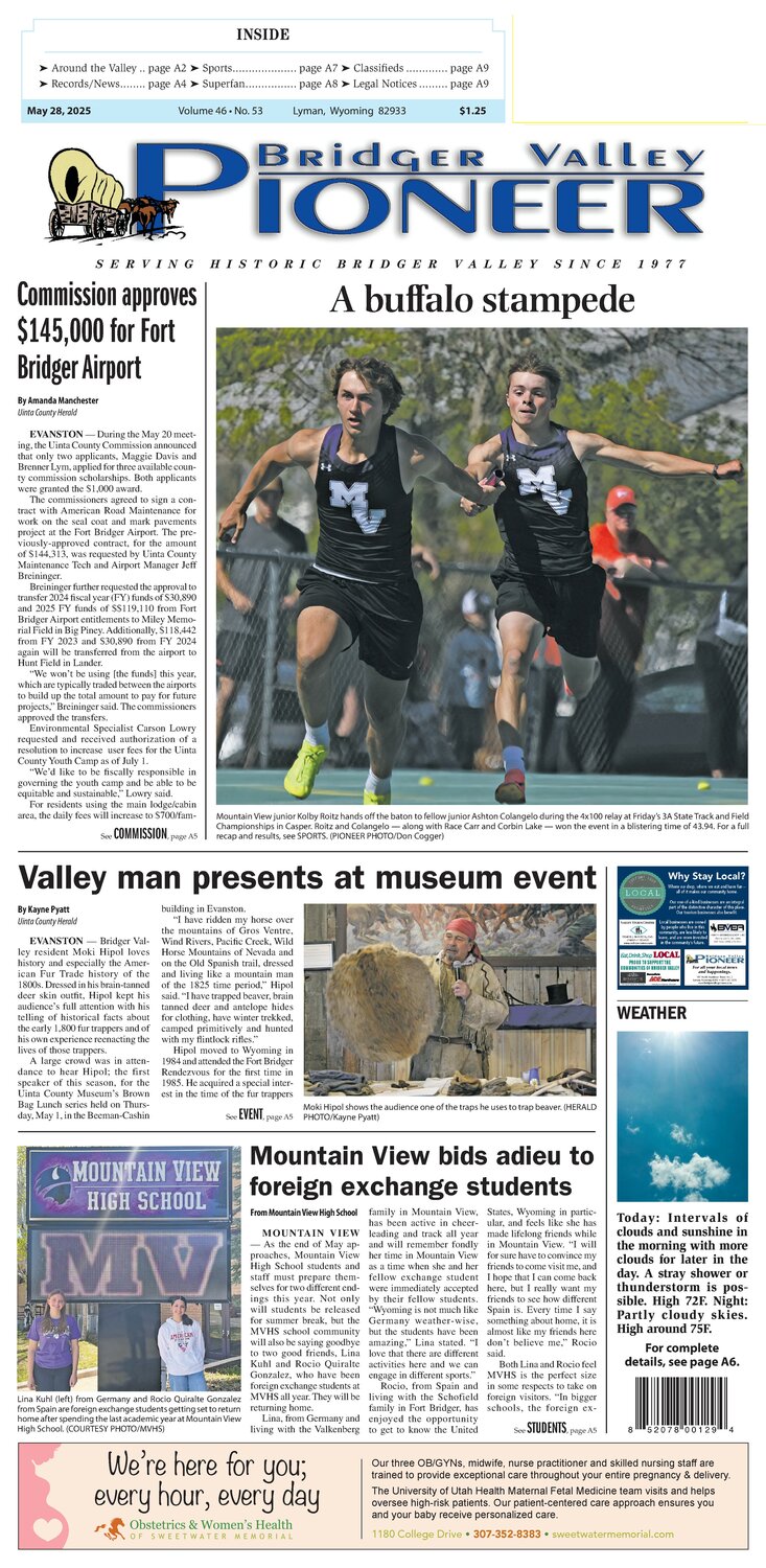 Bridger Valley Pioneer, May 28, 2025 - Bridger Valley Pioneer