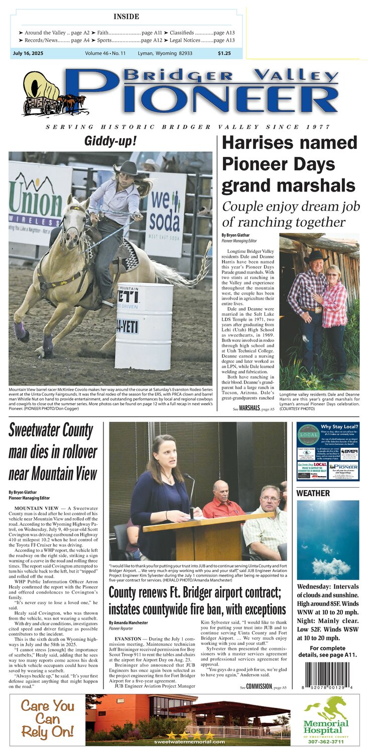 Bridger Valley Pioneer, July 16, 2025 - Bridger Valley Pioneer
