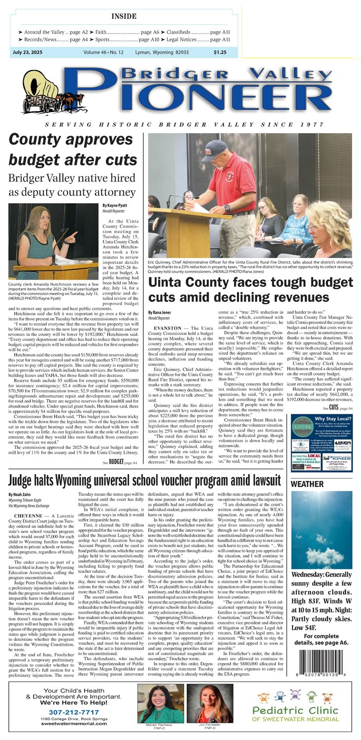 Bridger Valley Pioneer, July 23, 2025 - Bridger Valley Pioneer