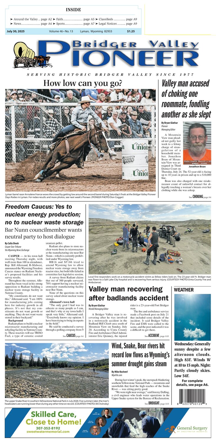 Bridger Valley Pioneer, July 30, 2025 - Bridger Valley Pioneer