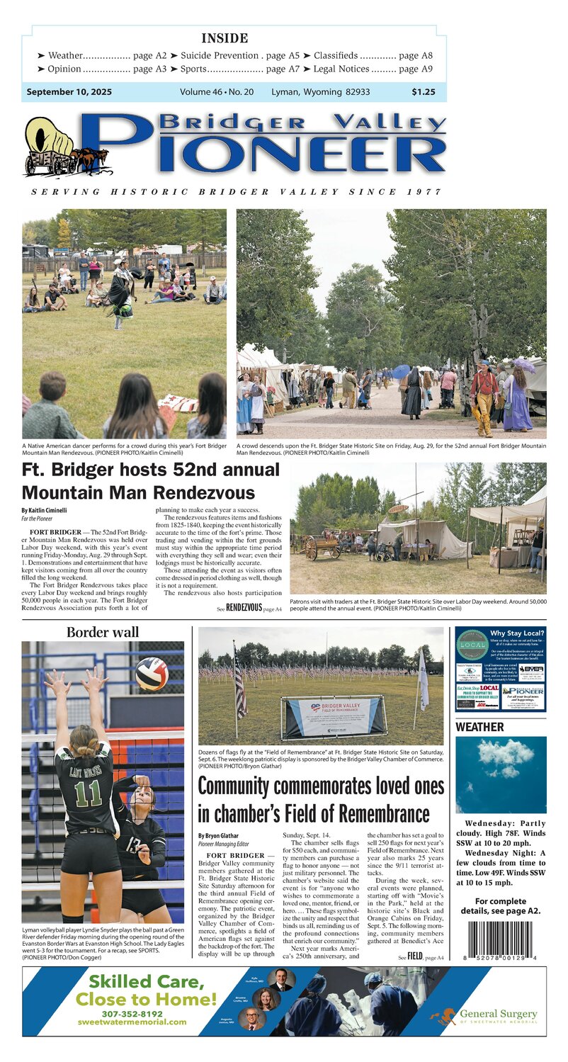 Bridger Valley Pioneer, September 10, 2025 - Bridger Valley Pioneer