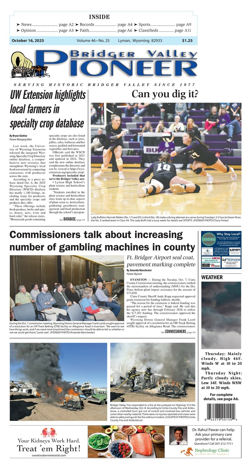 Bridger Valley Pioneer, October 16, 2025 - Bridger Valley Pioneer