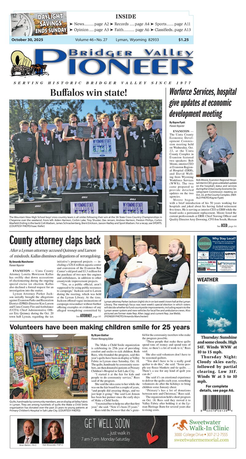 Bridger Valley Pioneer, October 30, 2025 - Bridger Valley Pioneer