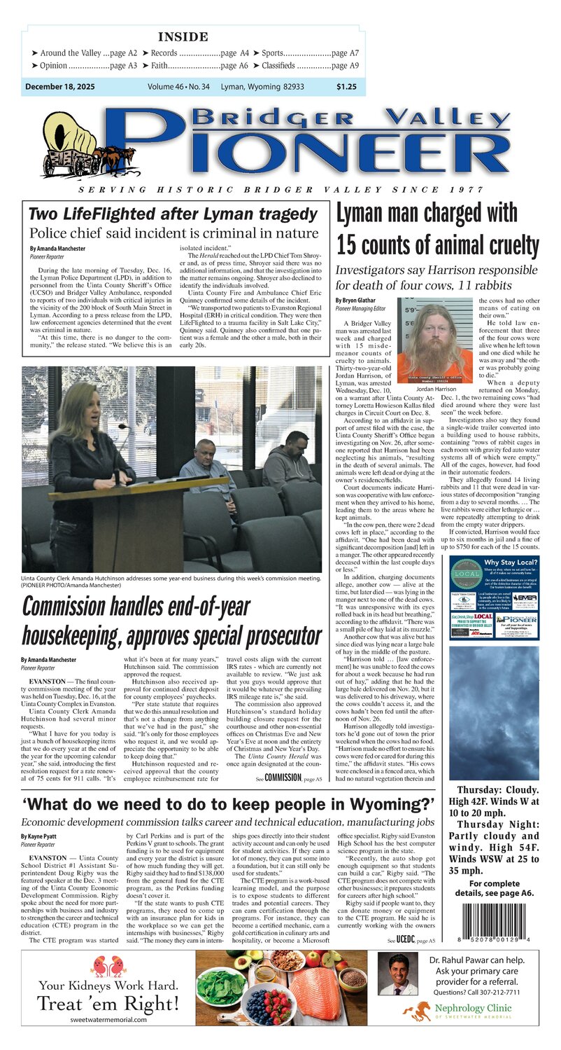 Bridger Valley Pioneer, December 18, 2025 - Bridger Valley Pioneer