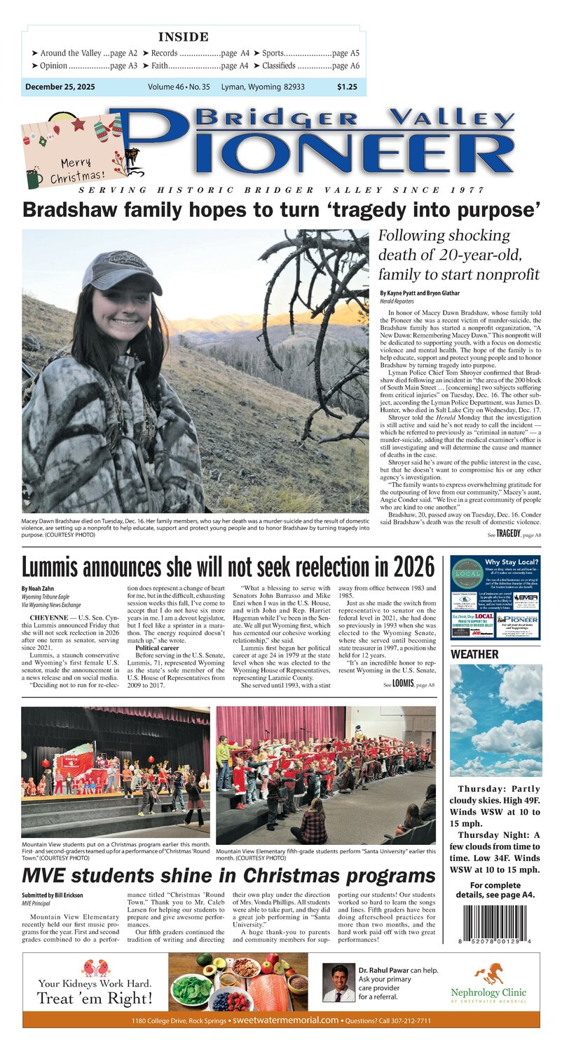 Bridger Valley Pioneer, December 25, 2025 - Bridger Valley Pioneer
