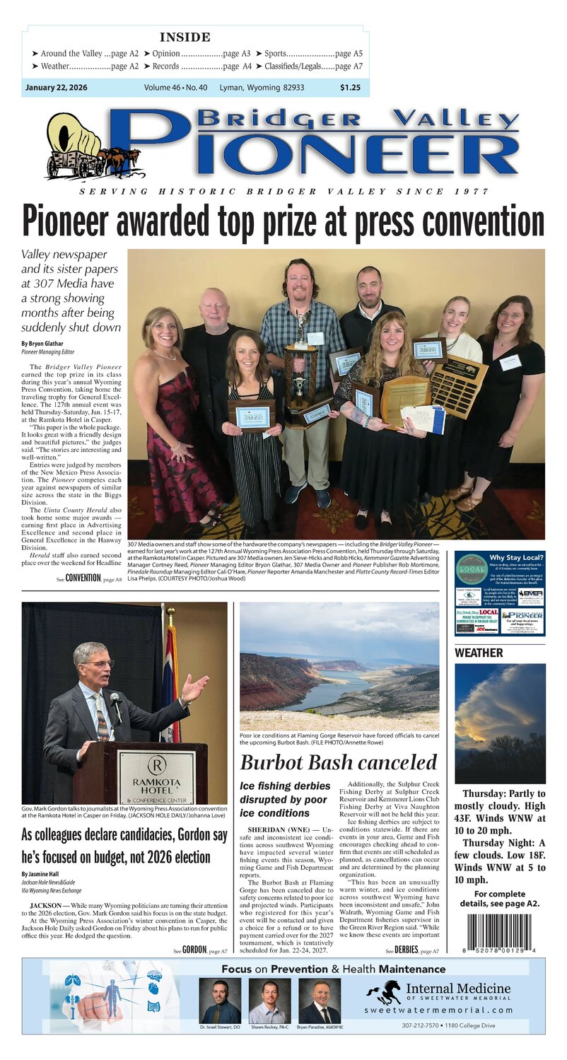 Bridger Valley Pioneer, January 22, 2026 - Bridger Valley Pioneer