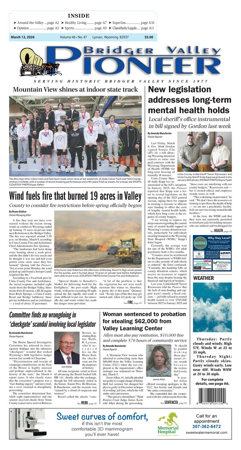 Bridger Valley Pioneer, March 12, 2026 - Bridger Valley Pioneer