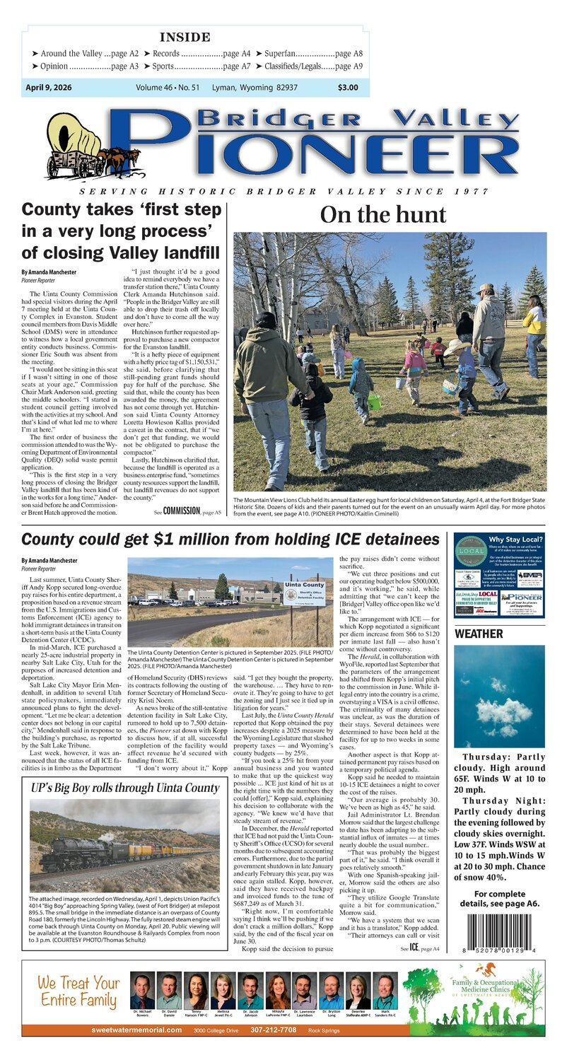 Bridger Valley Pioneer, April 9, 2026 - Bridger Valley Pioneer