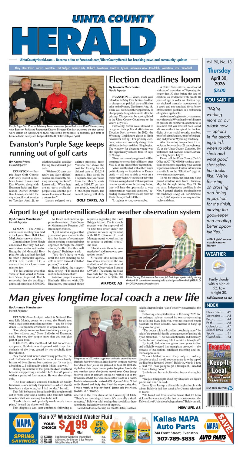 Uinta County Herald, April 30, 2026 - Uinta County Herald