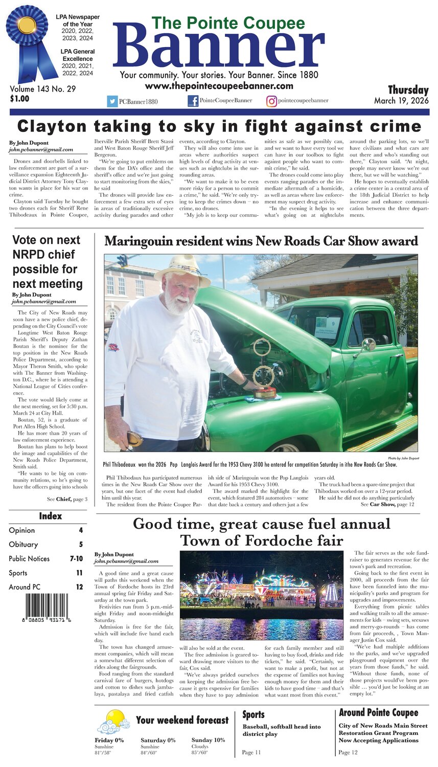 Thursday, March 19, 2026 - Pointe Coupee Banner