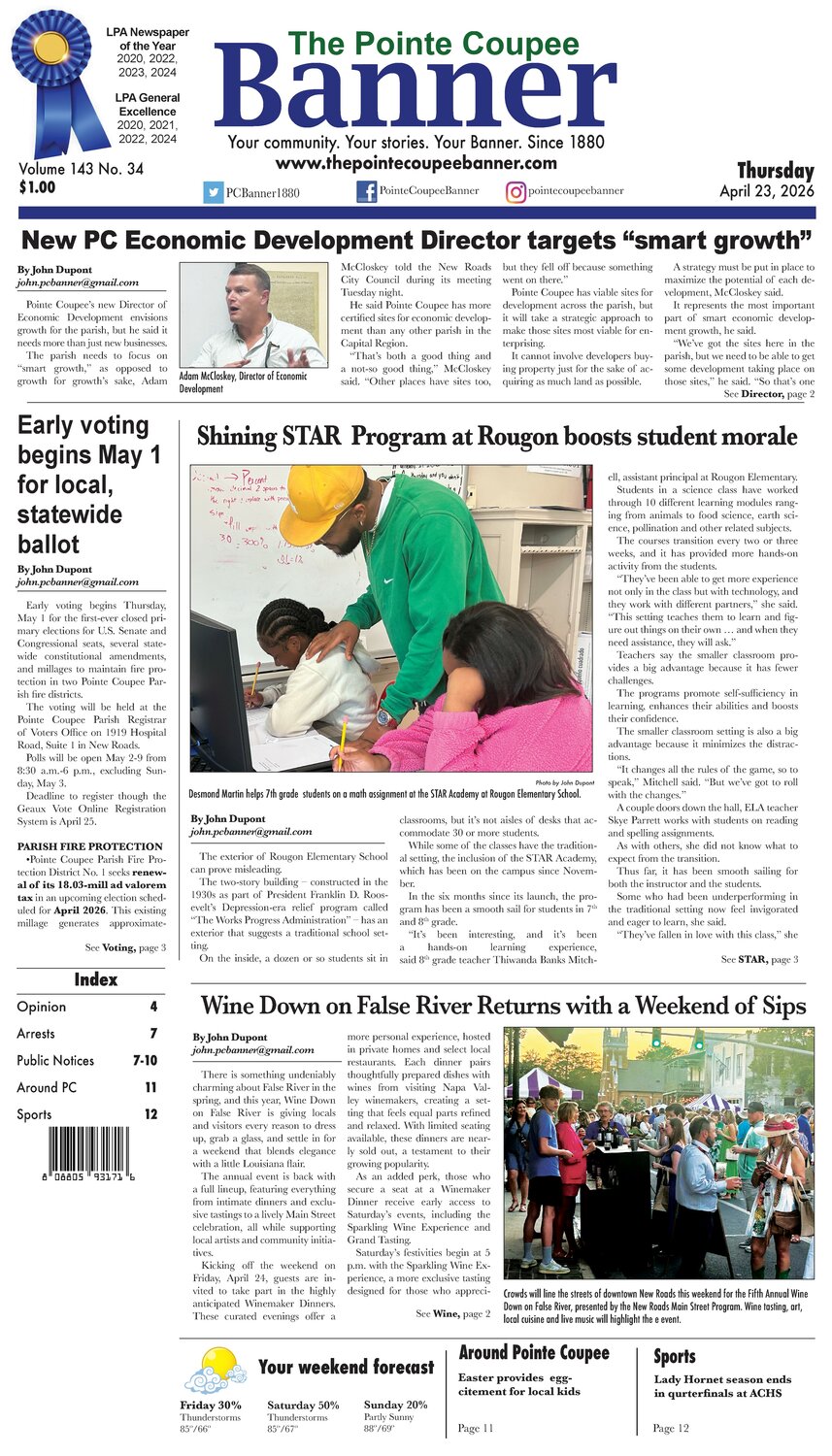 Thursday, April 23, 2026 - Pointe Coupee Banner