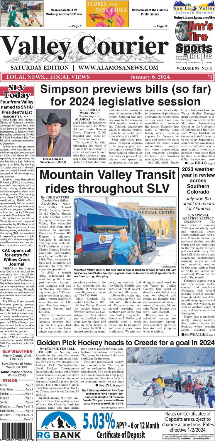 Valley Courier - Saturday, January 6, 2024 - The Alamosa News