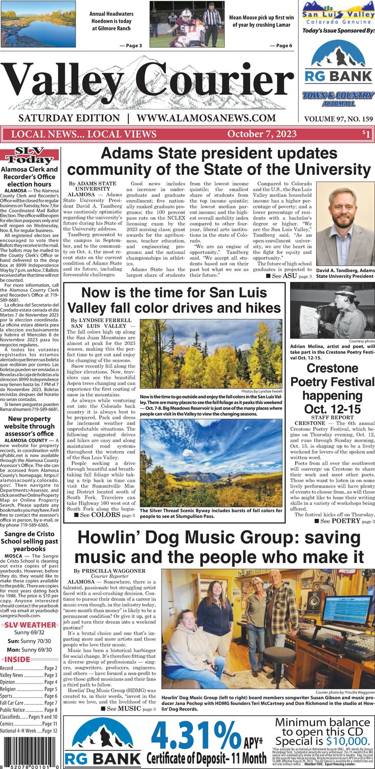 Valley Courier - Saturday, October 7, 2023 - The Alamosa News