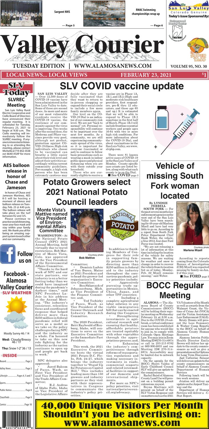Valley Courier - Tuesday, February 23, 2021 - The Alamosa News