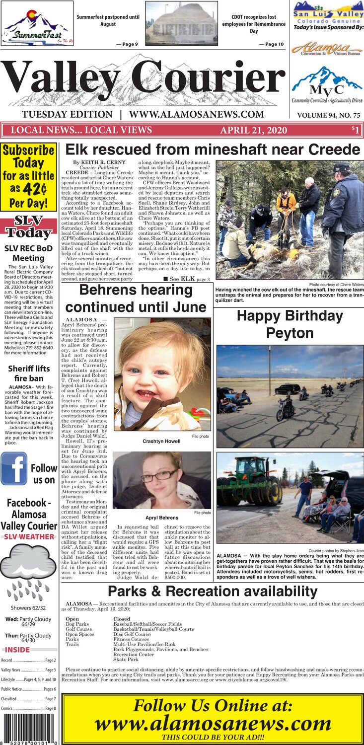 Valley Courier - Tuesday, April 21, 2020 - The Alamosa News