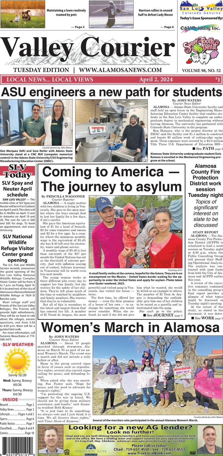 Valley Courier - Tuesday, April 2, 2024 - The Alamosa News
